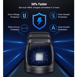 Controller Charging Station for PlayStation 5 Dualsense Controller with Dual Stand Charger Dock, Upgrade Controller Charger for PS5 Accessories Fast Charging Cable, Charging Station Black for PS5