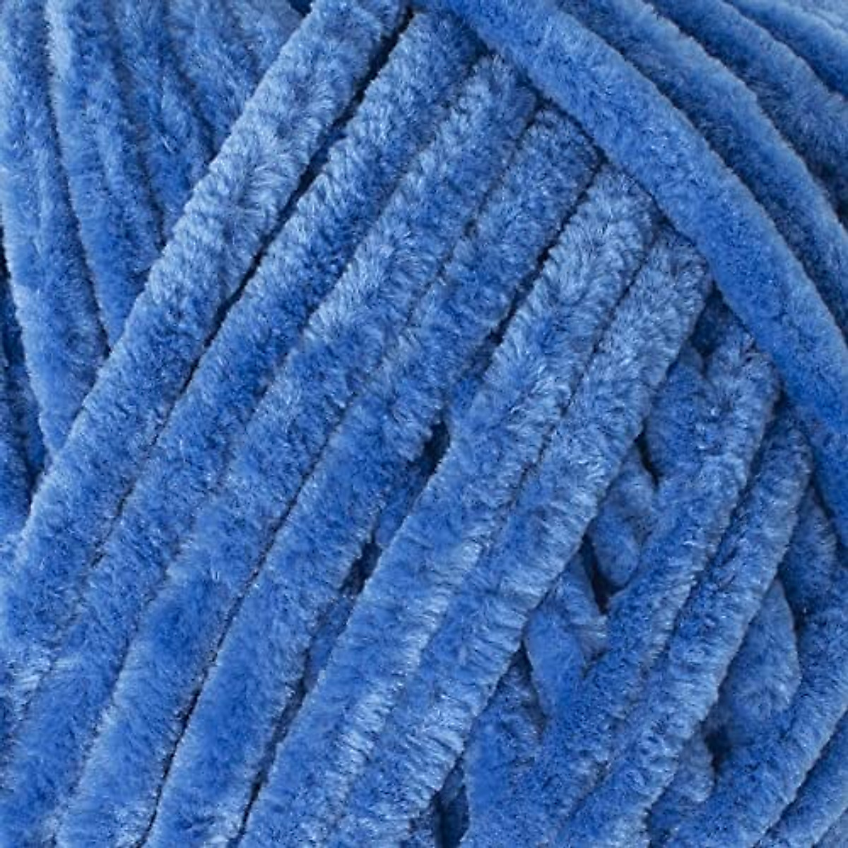 2 Skein La Mia Mellow Velvet Chenille Yarn for Knitting and Crocheting Baby Clothes, Blankets and Accessories, 100% Polyester, 100 gr (3.5 oz) / 115 m (125 Yards), Super Bulky, Blue - 936
