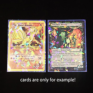 50PCS Premium GEM Laser Shinny Outer Matte Holographic Card Sleeves Holo Card Cover Standard Size Shiny Foil Trading Card Sleeve Kpop Photo Cards Protector 66x91mm Suitable in Binders (Blue)