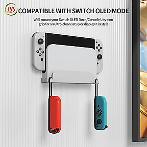 JDDWIN Switch OLED Wall Mount,Wall Mount for Switch/Switch OLED,All Metal Vertical Hanging On Wall (White)