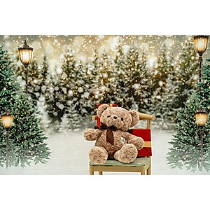 Kate 7×5ft Bokeh Snow Christmas Tree Photo Backdrop Xmas Glitter Street Lamp Snowfield Photography Background for Christmas Winter Photo Studio Props