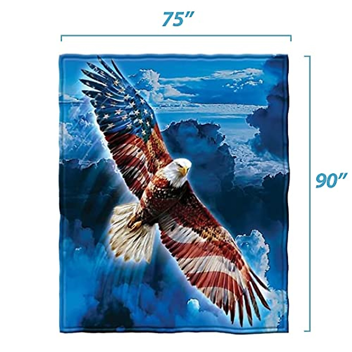Dawhud Direct American Eagle Fleece Blanket for Bed, 75" x 90" Queen Size Eagle Fleece Throw Blanket for Men, Women and Kids - Super Soft Plush Eagle Blanket Throw Print Blanket for Eagle Lovers