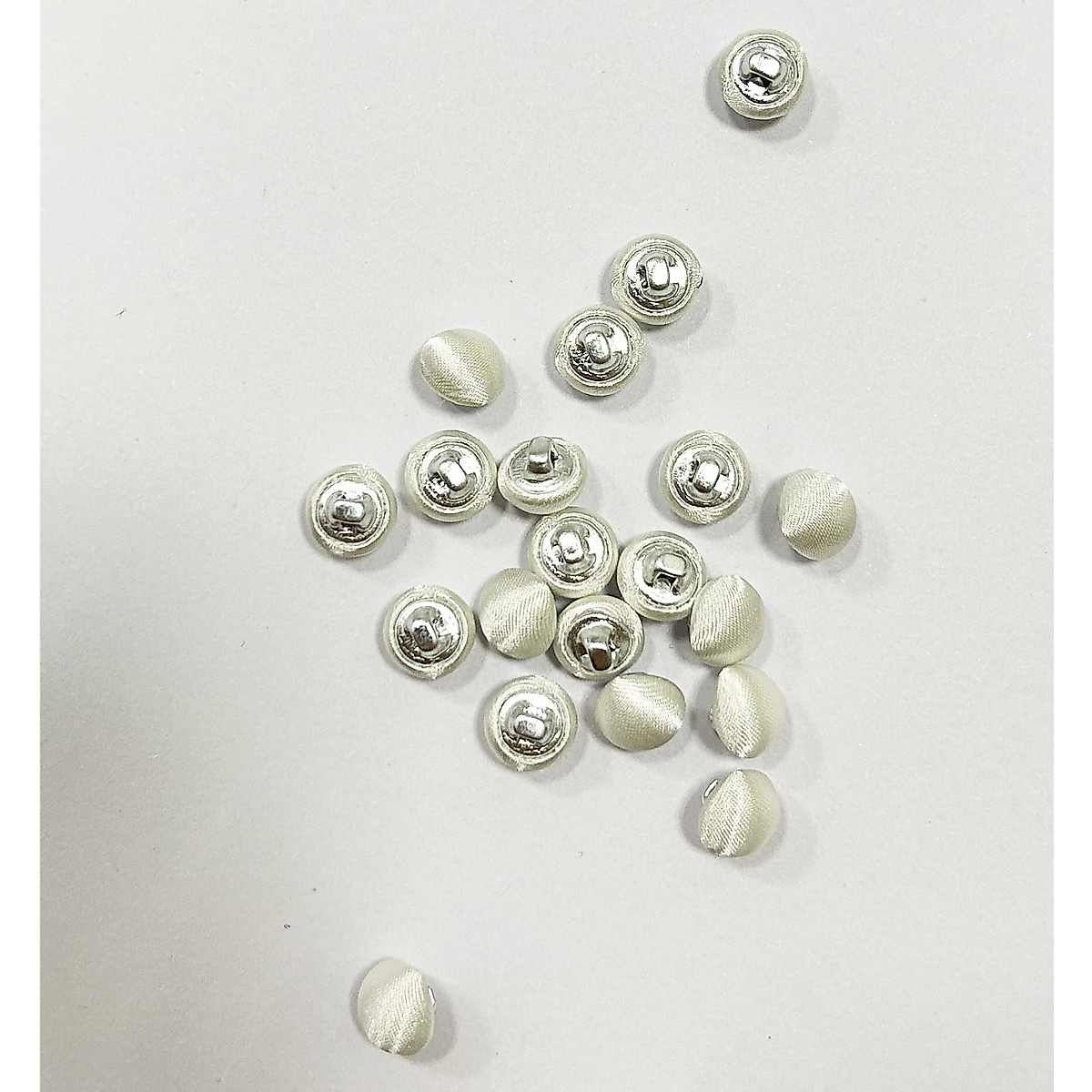 TAIKMD 10mm Vintage Suits Tuxedo Buttons Satin Covered Metal Shank Buttons for Bridal Gowns Blouses Shirts 20Pack (White)