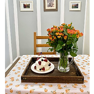 Sufandly Large Wooden Serving Tray with Handles, Rectangle Breakfast Tray 15.7 x 11.8 Inch Wood Color…