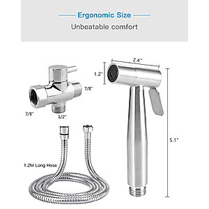 Handheld Bidet Toilet Sprayer Set Premium Brushed Stainless Steel Sprayer for Bidet Attachment Cloth Diaper Sprayer Set,Bathroom Toilet Cleaning…
