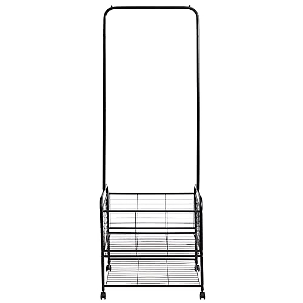 DOEWORKS Large Laundry Rolling Garment Cart for Lavatory, Metal Laundry Basket Sorters Garment Bulter Storage Rack with Wheels, Black