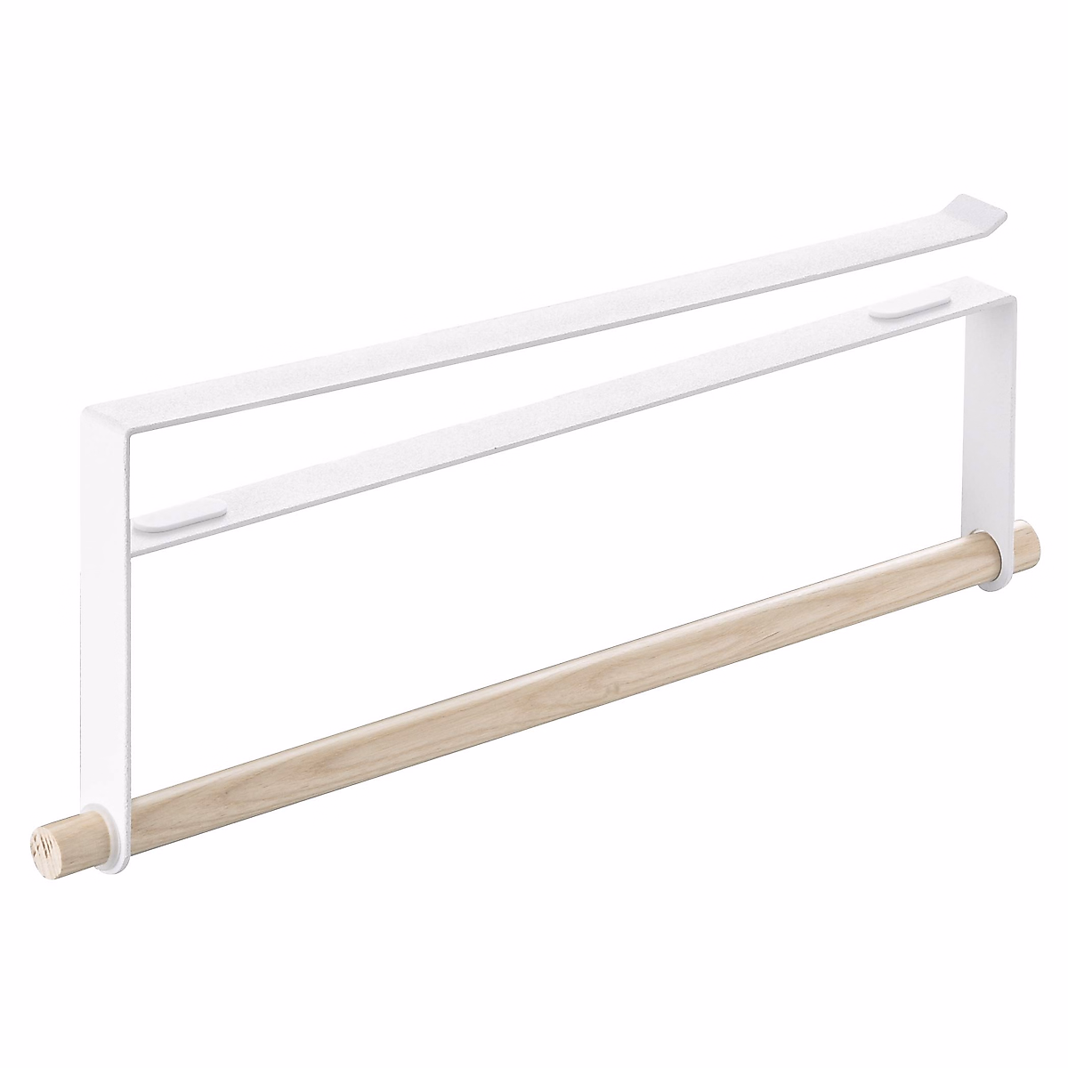 YAMAZAKI Home Under Shelf Paper Towel Holder-Cabinet Rack for Kitchen | Steel + Wood | Undershelf Solution, One Size, White