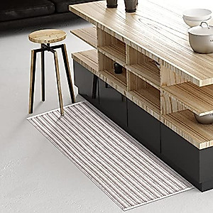 THE BEER VALLEY 100% Cotton Runner Rug 2'x6' - Grey/Beige, Reversible Farmhouse Area Rugs for Living Room, Kitchen, Bedroom, Hallway - 24 x 72 Inches