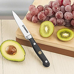 Gioventù Paring Knife 4 inch - Small Kitchen Knife Forged from German Stainless Steel 5Cr15Mov (HRC58), Full Tang, Sharp Paring Knife for Cutting, Peeling, Slicing Fruits and Vegetables