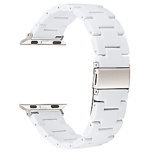 Pleixiu Compatible With Apple Watch Band 38mm 40mm 41mm (42mm-Series 10) Lightweight Resin For iwatch Ultra 2 1 Series 10 Series SE Series 9 8 7 6 5 4 3 2 1 Apple Watch Bands for Women Men (Pure White for Starlight)
