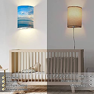 CAKOJV188 Battery Operated Wall Sconces Wireless Wall Lamp Fixtures Beautiful sea Landscape Morning Thailand Horizontal sea Sky Sea View Dimmable Wall Lights for Bedroom Living Room Hallway Set of 2