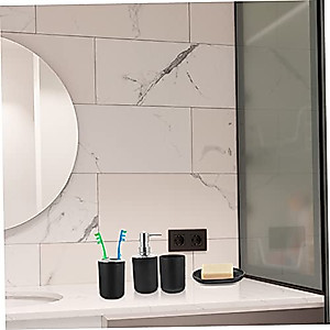 BETOOKY 1 Set Bathroom Set Soap Dispenser Toothbrush Decorative Bathroom Accessories Vanity Countertop Soap Dish Foaming Soap Black Trim Sanitary Accessory Plating Necessity Household