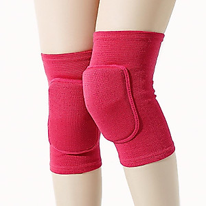LZEEM Protective Cotton Kneepads for Woman Volleyball, Adult Knee Protector Sleeve Support Pole Dance Yoga Cycling Gym Workout Exercise Skating Knee Brace Guards for Athletic Use(Rose red)