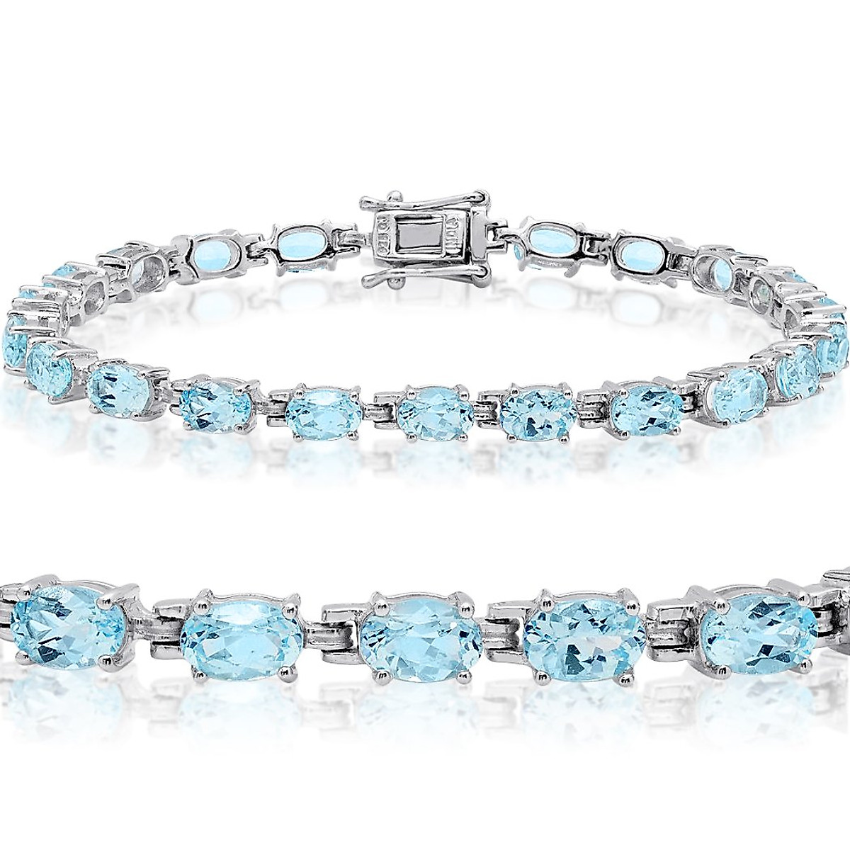 10ct tw Sky Blue Topaz Tennis Bracelet in Sterling Silver 7 1/4 inch