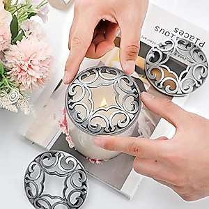 4 Pcs Candle Toppers Jar Candle Cover Scented Candle Toppers to Burn Evenly Large Jar Candle Shades Jar Candle Sleeve Jar Candle Accessories Jar Candle Lid Candles Gifts for Candle Lover, Silver