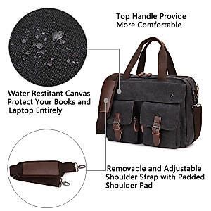 RAVUO Messenger Bag for Men, Water Resistant Mens Briefcase 15.6 Inch Laptop Bag Large Canvas Shoulder Satchel Bag