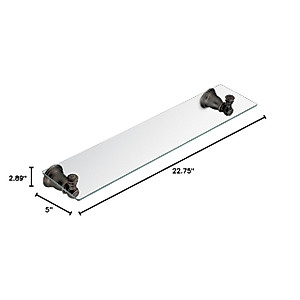 Moen YB5490ORB Kingsley 20-Inch W x 5-Inch D Decorative Bathroom Vanity Glass Shelf,, Oil Rubbed Bronze