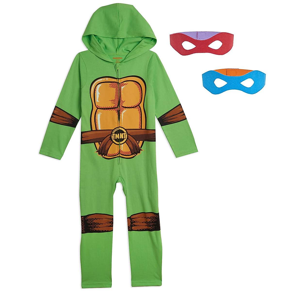 Teenage Mutant Ninja Turtles Toddler Boys Zip Up Cosplay Costume Coverall and Masks 2T