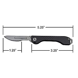 outROAR Gear Folding Scalpel Knife with Carbon Fiber Handle & 10 Replaceable Blades, Slip Joint Action, EDC Pocket Knife