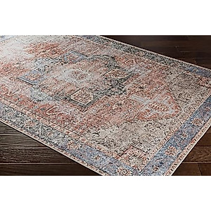 Artistic Weavers Suri Vintage Washable Area Rug,6'7" x 9',Rust/Blue