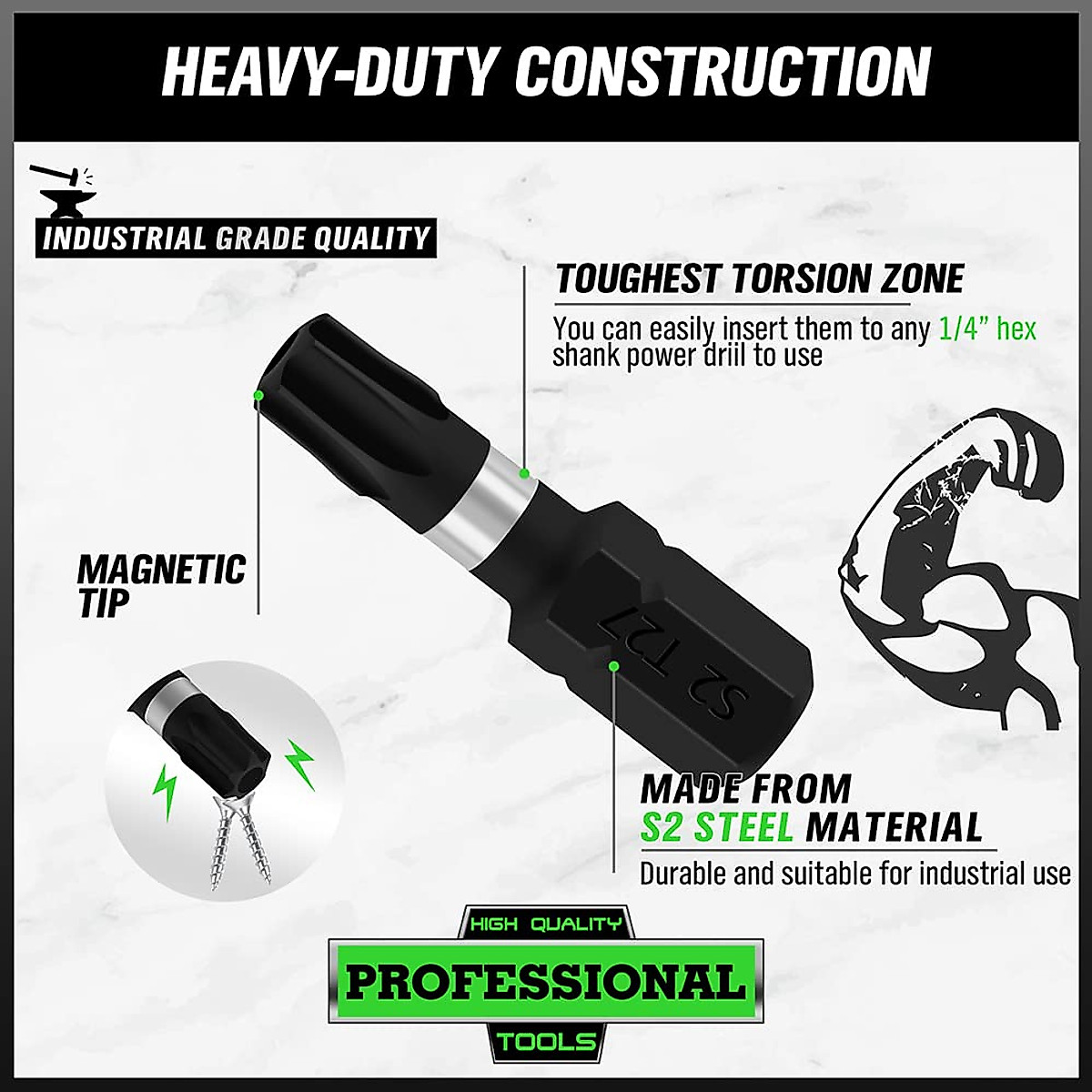SWANLAKE 20PCS Tamper Resistant Star Bit Set,Torx Bit Set, Impact Grade Security Torx Bit Set,1/4-inch Hex Shank, S2 Alloy Steel, T4-T40