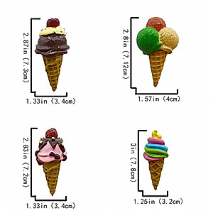 Miswee 8 pcs/Set 3D Resin Refrigerator Magnets Series Home Decor Fridge Magnetic Stickers Photo Office Message Kitchen Accessories (Ice Cream Series)