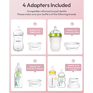Portable Bottle Warmer, w-maxa Fast Baby Bottle Warmer for Travel with Glass Bottle & 4 Adapters, Rechargeable Bottle Warmer On The Go with Precise Temperature Control for Breastmilk, Formula