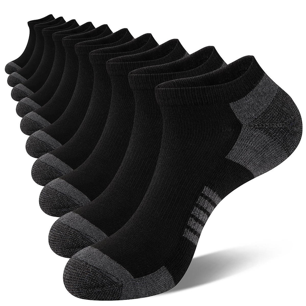 COOVAN 10 Pairs Mens Ankle Socks Men 10 Pack Low Cut Comfort Cushion Casual Socks