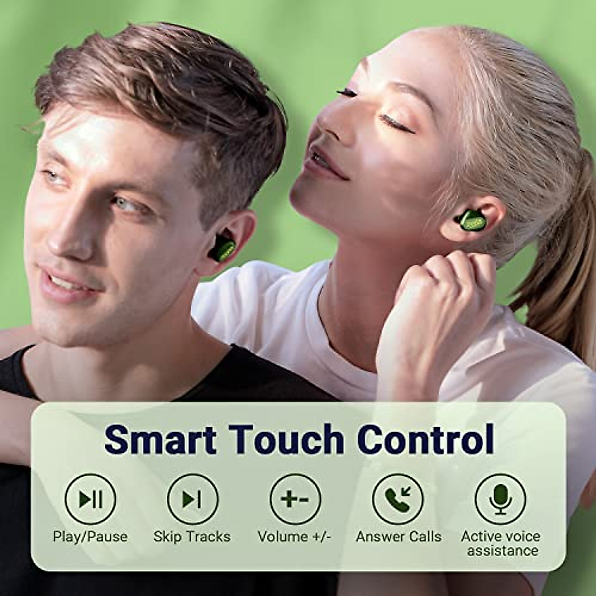233621 Droplet True Wireless Earbuds, CVC 6.0 Call Noise Cancelling Headphones, IPX5 Waterproof Bluetooth 5.0 Earphones Touch Control, Stereo Sound, Comfortable fit for Home, Office, Gym (Dark Green)