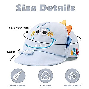 Cartoon Baby Sun Hat Summer Boys Girls Baseball Cap Infant Toddler Beach Hat Animal Pattern (6-24 Months, Light Blue Dinosaur)