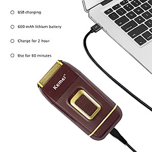 KEMEI Foil Shaver Double Electric Shaver for Men Electric Razors Head Shaver for Bald Men Barber Supplies Hair & Beard Trimmer Cordless Rechargeable