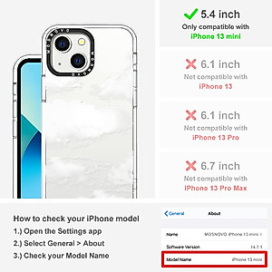 MOSNOVO Case for iPhone 13 Mini, [Buffertech 6.6ft Military-Grade Drop Protection] [Anti Peel Off Tech] Clear TPU Bumper Phone Case Cover Design - Cloud