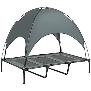 PawHut Elevated Portable Dog Cot Cooling Pet Bed With UV Protection Canopy Shade, 48 inch