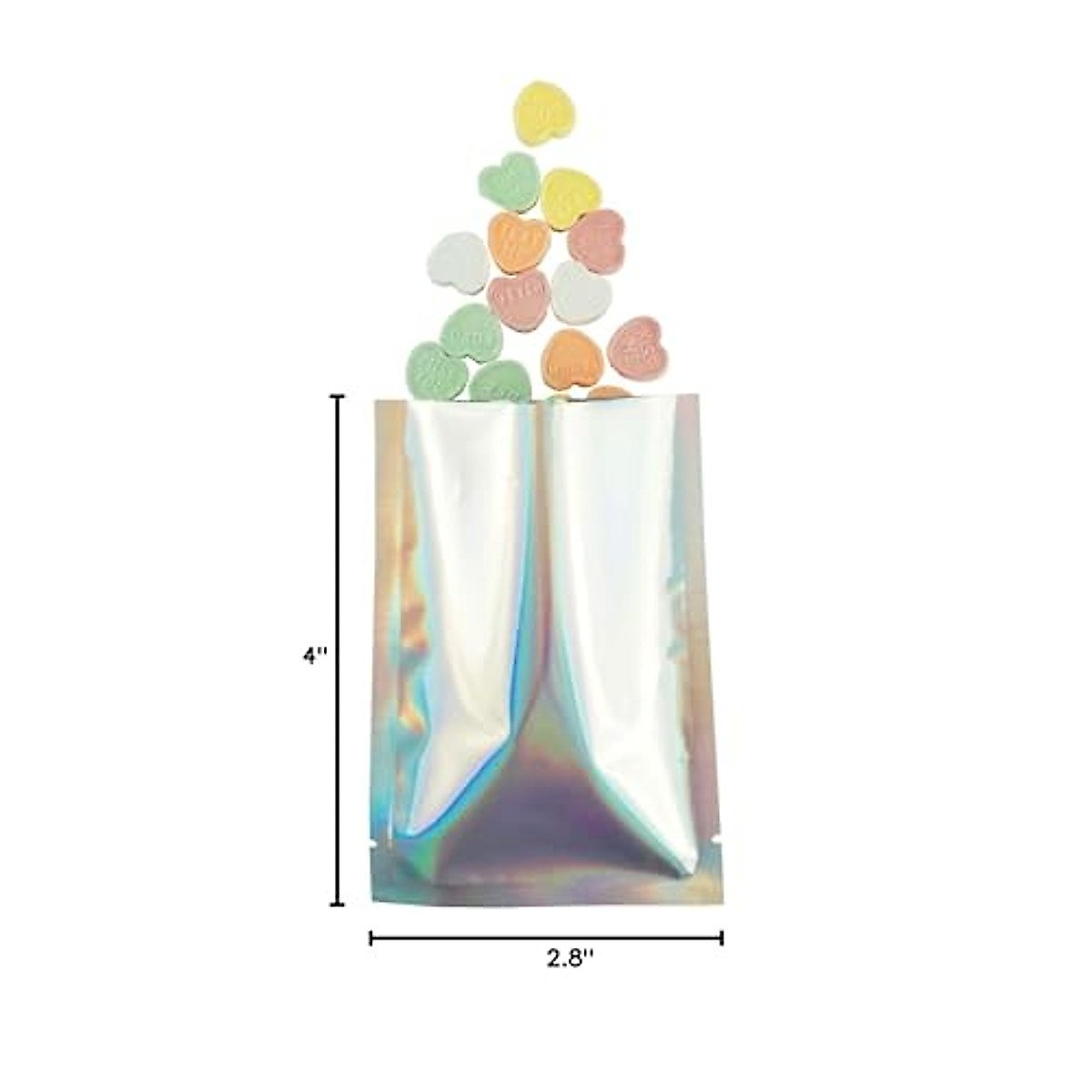 QQ Studio Food-Safe Glossy Heat Sealable Double-Sided Holographic SlickSeal™ Flat Bag with Tear Notch (100, 7x10cm (2.8x4"))