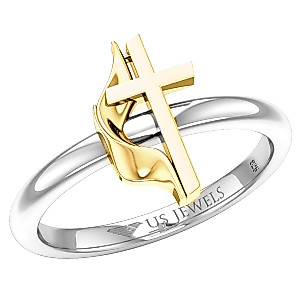 US Jewels Ladies 925 Sterling Silver Methodist Cross Ring, Size 5