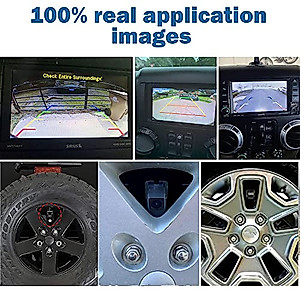 RED WOLF Spare Tire Rear View Backup Camera for Jeep Wrangler JK 2007-2018, Sahara JK 2010-2018 Truck Reverse View Camera Waterproof with Factory Radio RCA Uconnect Plug Adapter
