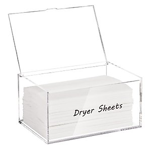 Simetufy Dryer Sheet Holder for Laundry Room, Acrylic Laundry Clear Dryer Sheets Dispenser Container Box with Lid for Organizing Fabric Dry Sheet, Laundry Pods