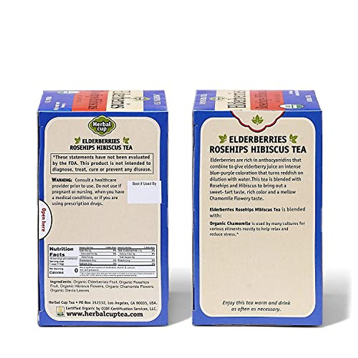 Herbal Cup Ayurveda Elderberries Tea, Organic Rosehips Hibiscus, No Caffeine Herbal Supplement (16 Count, Pack of 1)