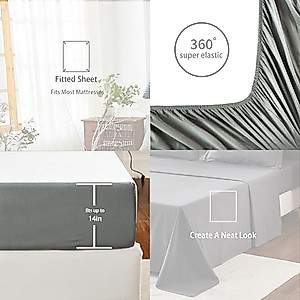 Aemicion Delincay Twin Size Comforter Set 5 Pieces Bedding Sets All Season Soft Microfiber Down Alternative Blanket Bedroom Comforters with Grey Comforter, Sheets, Pillowcases & Shams