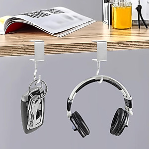 cobee 4 Pack Clamp-On Under Desk Hooks, Desk Mount Hanging Bag Holder Metal Hook Adjustable Headphones Clamp Organizer Portable Purse Hanger Clip Reduce Desk Clutter for Table Desk Under Counter