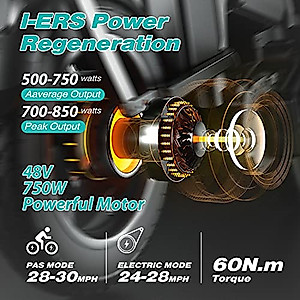 ENGWE 750W Folding Electric Bike for Adults 20" 4.0 Fat Tire Mountain Beach Snow Bicycles Aluminum Electric Scooter 7 Speed Gear E-Bike with Detachable Lithium Battery 48V12.8A Up to 28MPH (Gray)