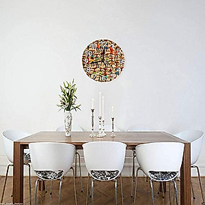 BUSHUO African American Ethnic Women Wall Clock Waterproof Decorative Clocks Lightweight Clock with Roman Numeral Hands Durable Round Wall Clock for Living Room Classroom Patio Bedroom