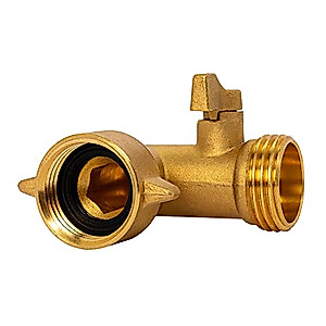 Morvat Hose Elbow Connector 90 Degree, Water Hose Elbow Connector, Brass Elbow Hose Connector, Garden Hose Connector, Solid Brass Elbow Shaped Water Spigot with ON/Off Shutoff Valve…