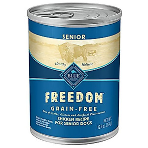 Blue Buffalo Freedom Grain Free Natural Senior Wet Dog Food, Chicken 12.5oz cans (Pack of 12)