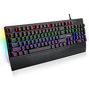 Mechanical Keyboard, Mechanical Gaming Keyboard 104 Keys Keyboard Gaming, Wired Keyboard Mechanical with Rainbow Backlit & RGB LED Side Light, Keyboard with Red Switches for Windows Gaming PC