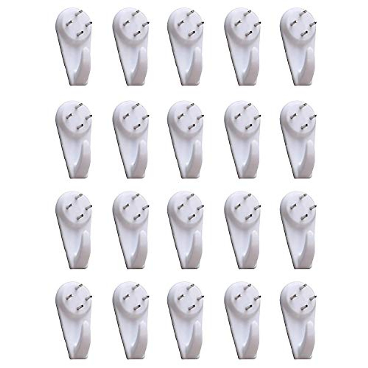 erioctry 20PCS White Durable Non-Trace Wall Picture Hook Powerful Concrete Hard Wall Drywall Picture Hooks Hanging Hook for Picture Photo Frame Clock Hangers