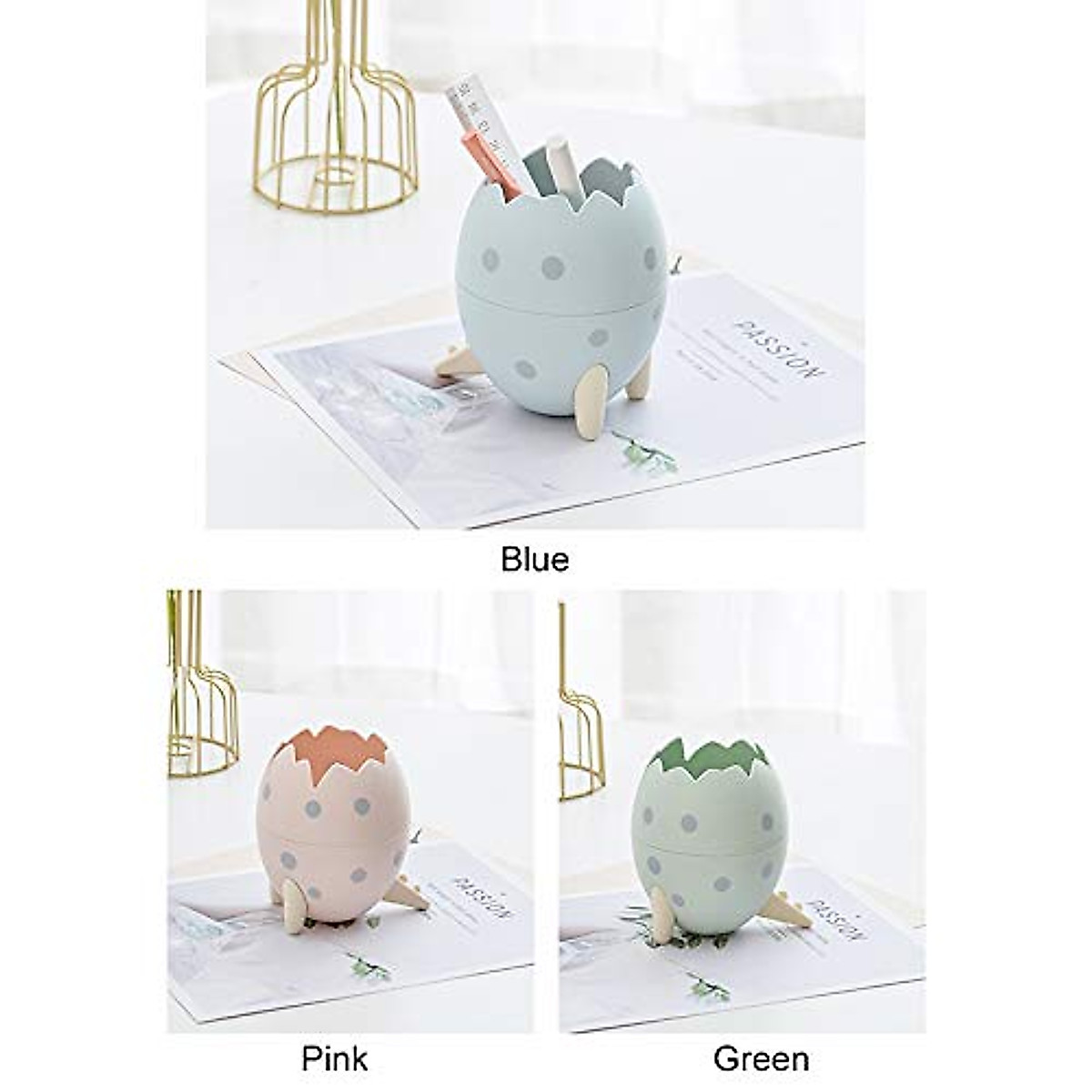 Arinda Trash Can Dinosaur Egg Desktop Storage Bucket Clamshell Large Capacity Multifunctional Compact Sorting Trash