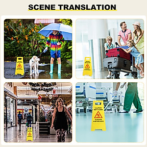 Macarrie 12 Pack Caution Wet Floor Sign Wet Floor Double Sided Signs Cuidado Piso Mojado Foldable Bilingual Alert Sign for Commercial Use Indoors Outdoors, 11.5 x 23.62 Inches (Classic Style)