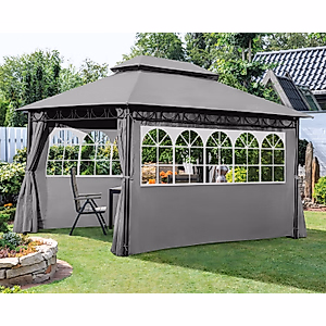 Gazebo for Patio Outdoor Gazebo Canopy UV Protection Canopy Tent for Party Patio BBQ for Patio/Outdoor/Wedding Parties and Events (10'x13', Grey)