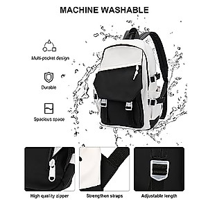 coowoz School Bag Lightweight Casual Daypack College Laptop Backpack for Men Women Water Resistant Travel Rucksack for Sports High School Middle Bookbag for girls(Black white)